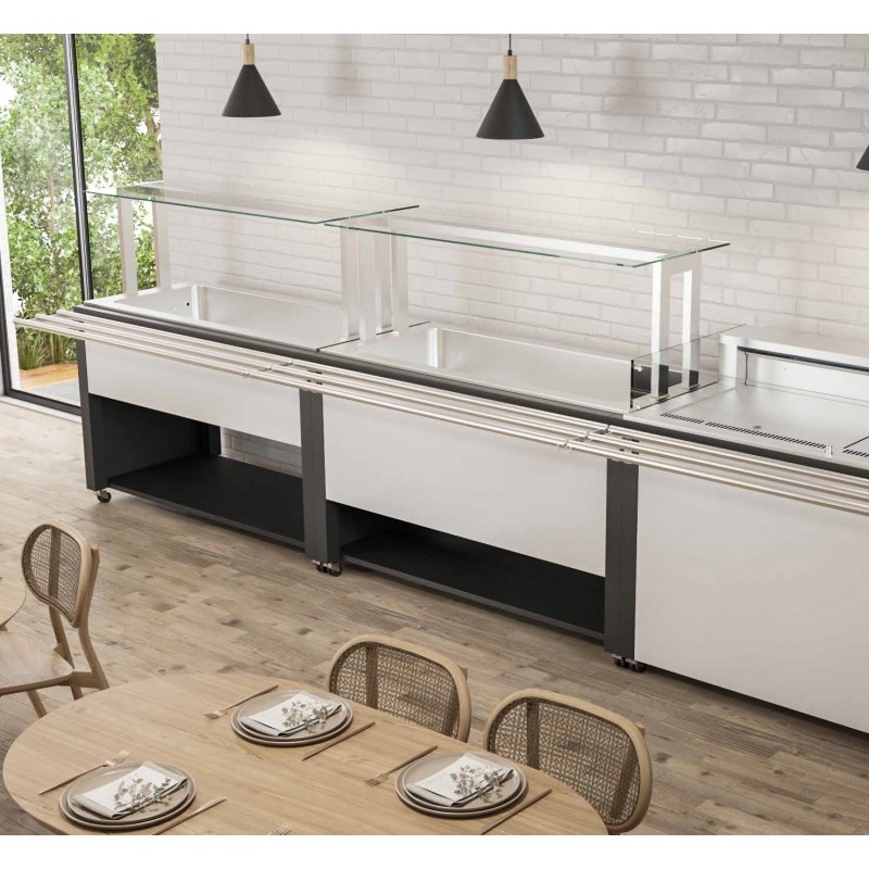 Mueble buffet cuba fría ventilada para 4 GN 1/1 con cristal, nueva ...