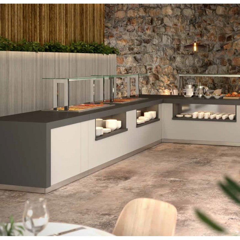 Mueble placa fría Gastrobuffet Infrico para 3 GN 1/1 y línea de fondo ...